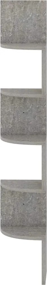 Nástěnná rohová police betonově šedá 19 x 19 x 123 cm kompozit 326835