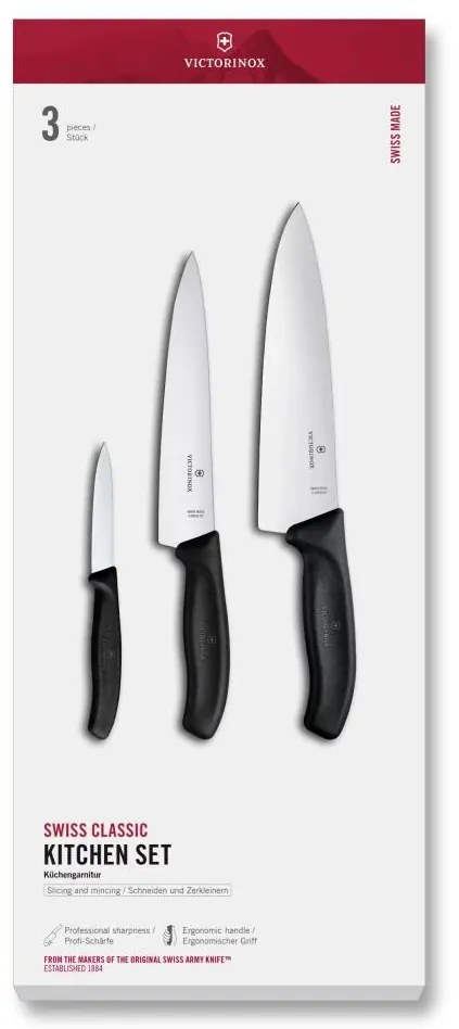 Victorinox - Sada kuchyňských nožů SWISS CLASSIC 3 ks černá