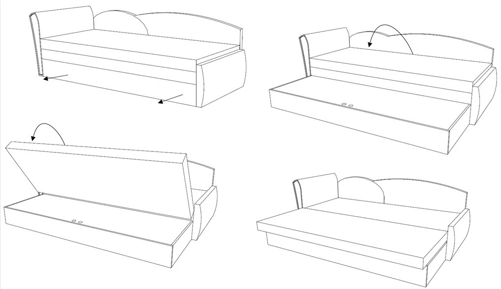 Rozkládací pohovka Agama, modrá / vzor Roh: Orientace rohu Pravý roh
