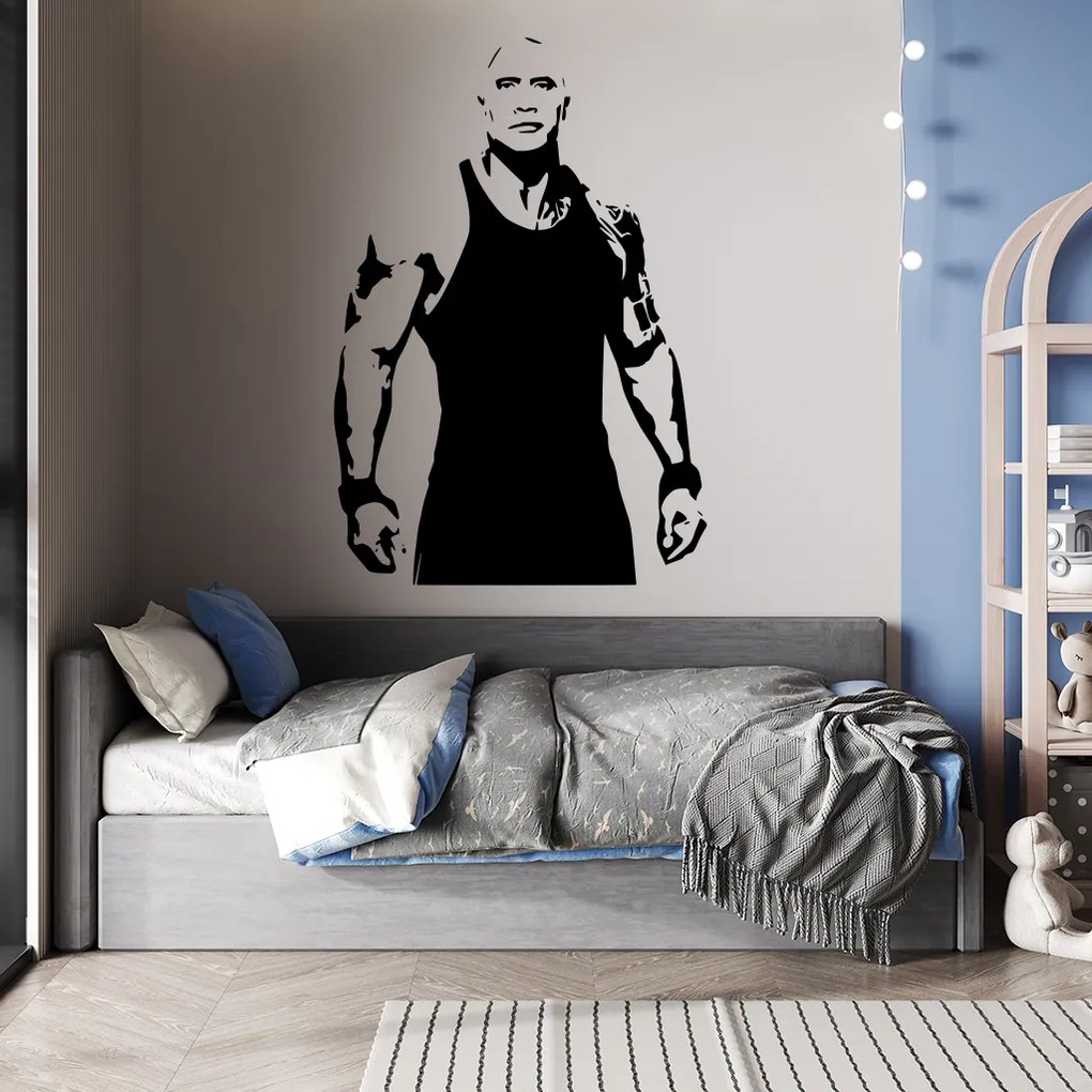 Živá Zeď Samolepka na zeď Dwayne Johnson The Rock Barva: černá