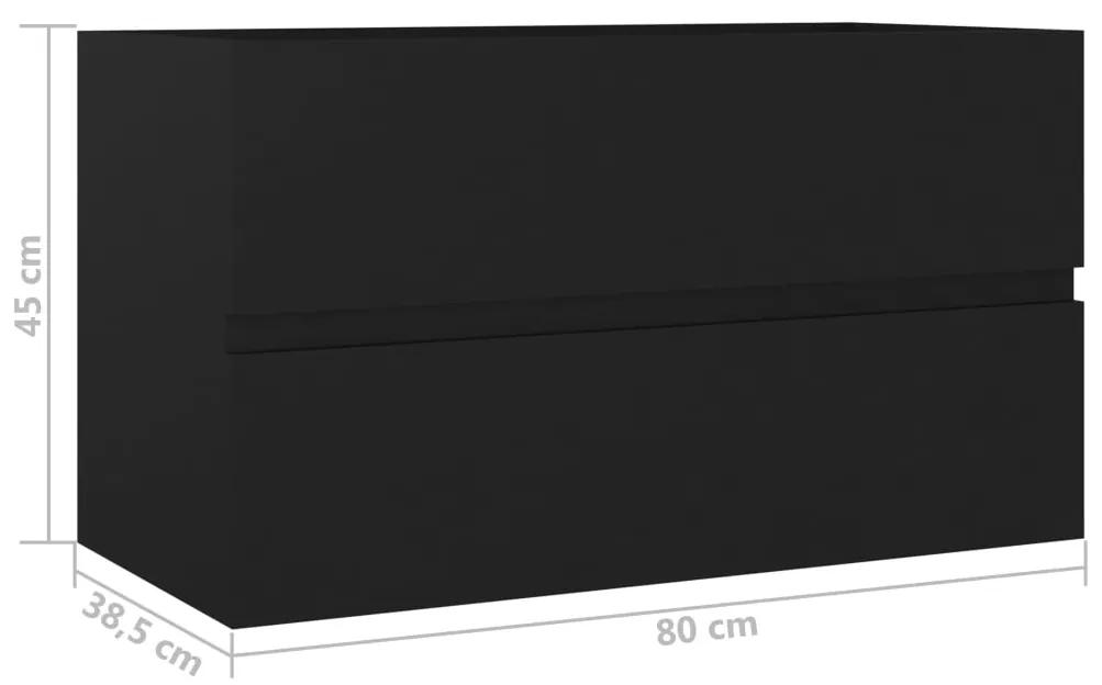Skříňka pod umyvadlo černá 80 x 38,5 x 45 cm dřevotříska