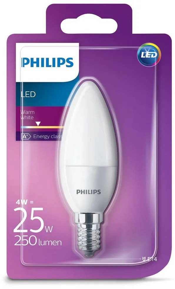 Philips | LED svíčka Philips E14/4W/230V - CANDLE mléčná | P1646