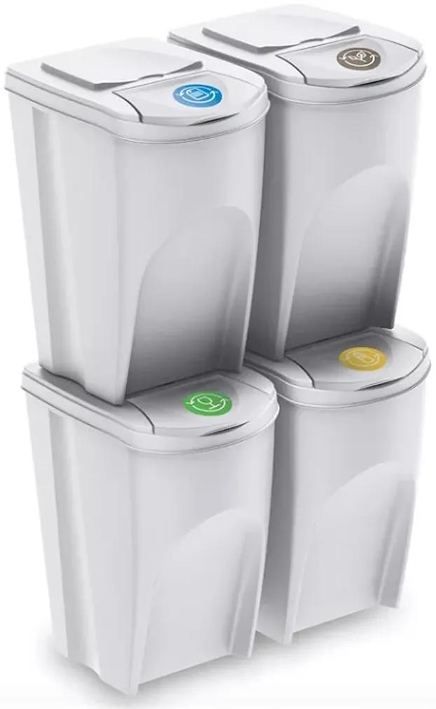 Prosperplast SORTIBOX Sada 4 odpadkových košů, 4x35l, bílá IKWB35S4