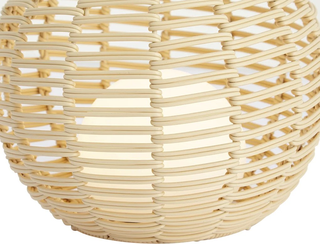 Venkovní stolní lampa béžová 25 cm vč. LED dobíjecí s USB-C IP44 - Oli