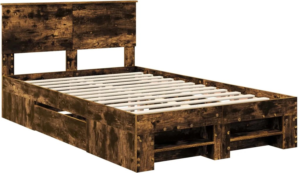 Rám postele s čelo Kouřový dub 120 x 200 cm Kompozitní dřevo 3408785