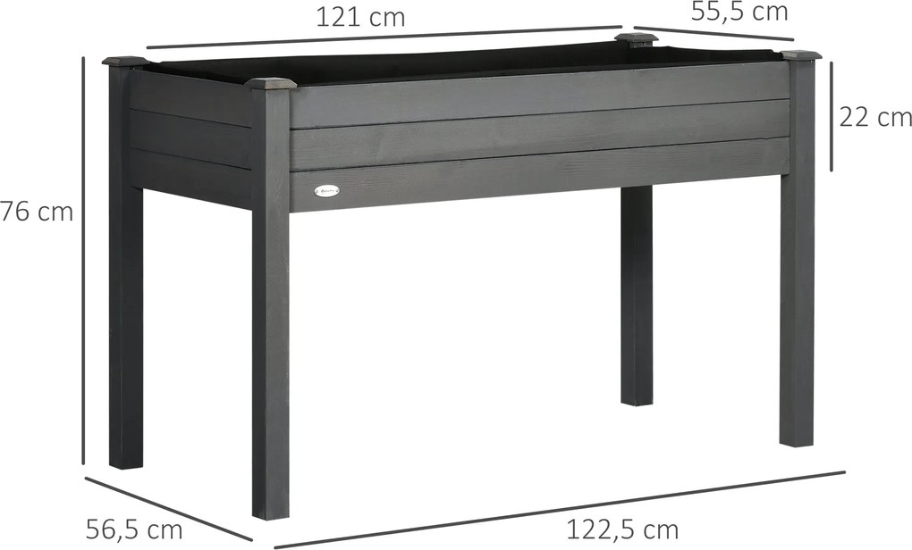 Vyvýšený zahradní záhon Outsunny rozměry 123L x 57W x 76H cm, obsahuje zavlažovací vložky + drenážní textilem, solidní jedlové dřevo | Aosom