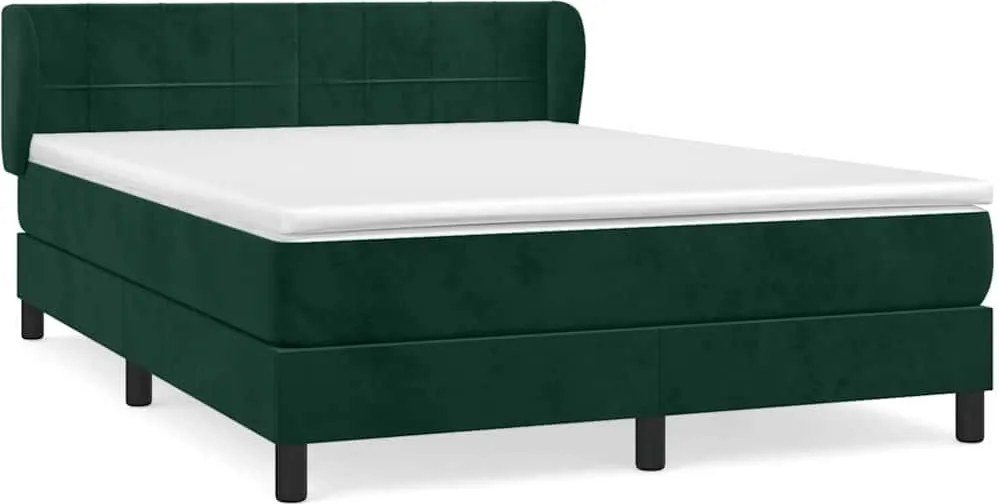 Box spring postel s matrací tmavě zelená 140x190 cm samet 3127490
