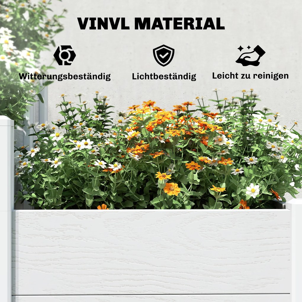 Outsunny Vyvýšený záhon 3-stupňový stohovatelný zahradní záhon s otevřenou základnou, modulární bylinkový záhon DIY montážní plast