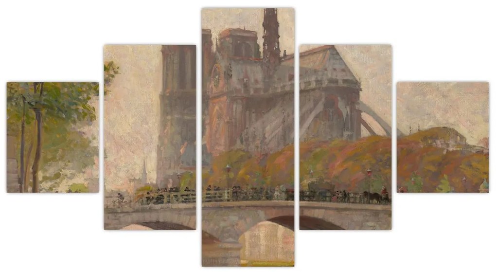 Obraz - Robert William Vonnoh, Notre Dame de Paris, reprodukce (125x70 cm)