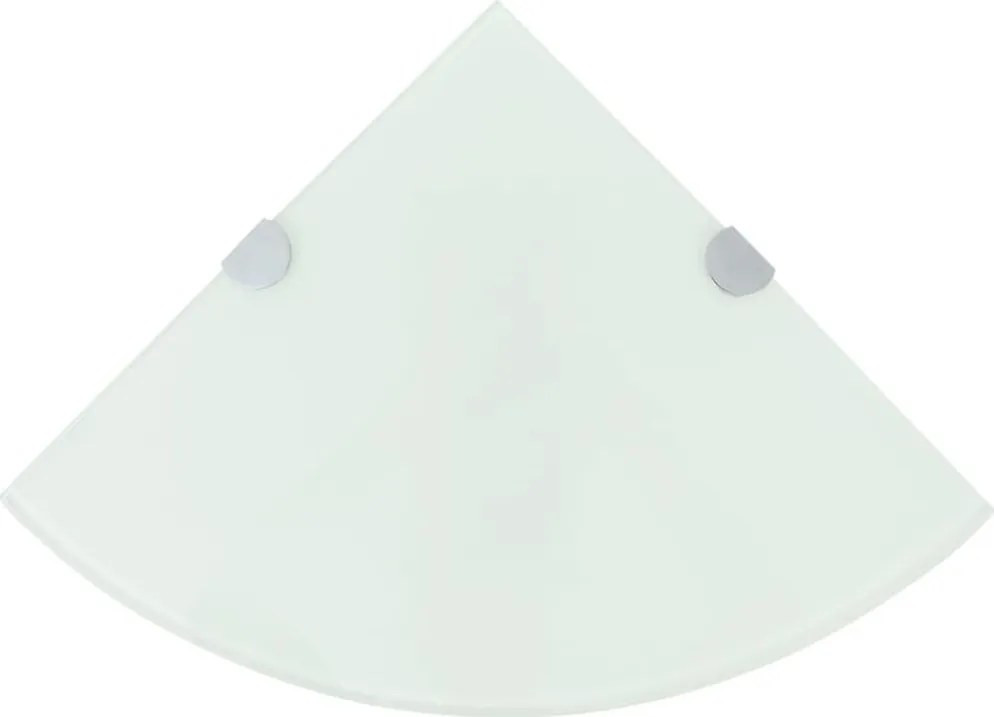 vidaXL Rohová police s chromovými podpěrami sklo 25x25 cm [243858] Barva: Bílá