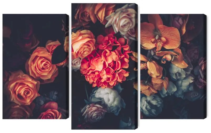Vícedílný obraz Barevné Květiny Pro Vintage Styl Nedostatek Nedostatek Plátno Canvas 90x60