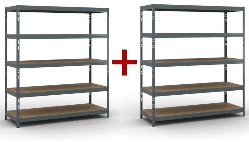 Policový regál 1+1 ZDARMA, 1786x1600x600 mm, nosnost 350kg
