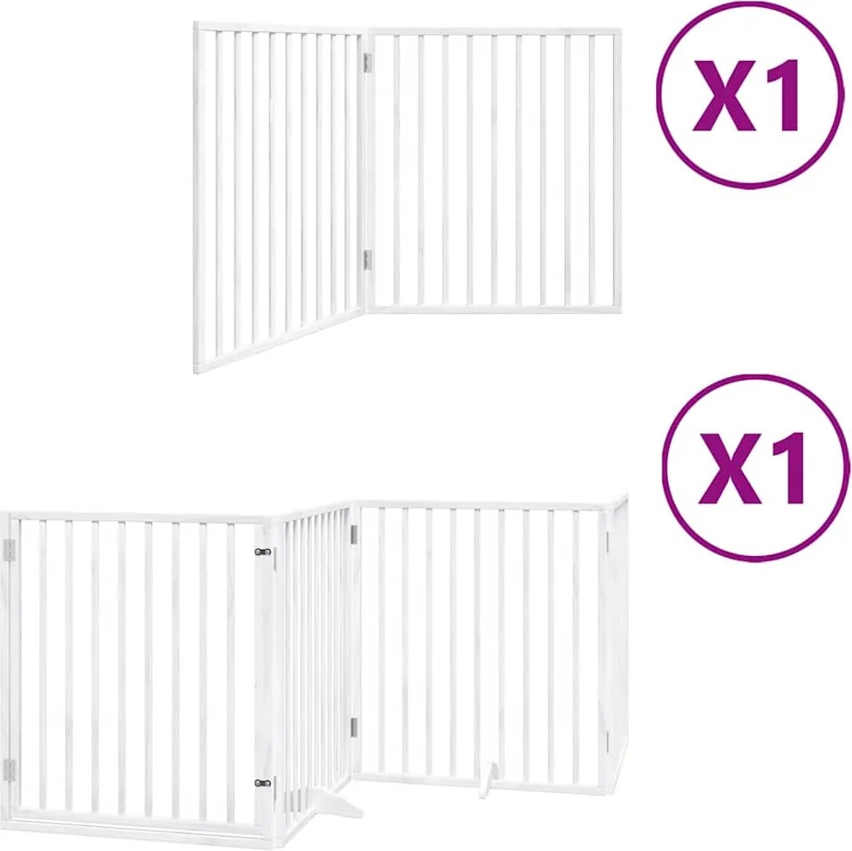 Zábrana pro psy s dvířky skládací 6 panelů bílá 480 cm topol 3155565