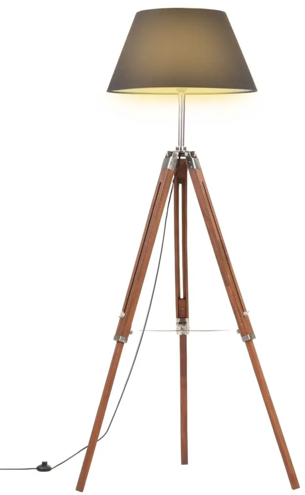 Stojací lampa stativ medově hnědá a černá masivní teak 141 cm