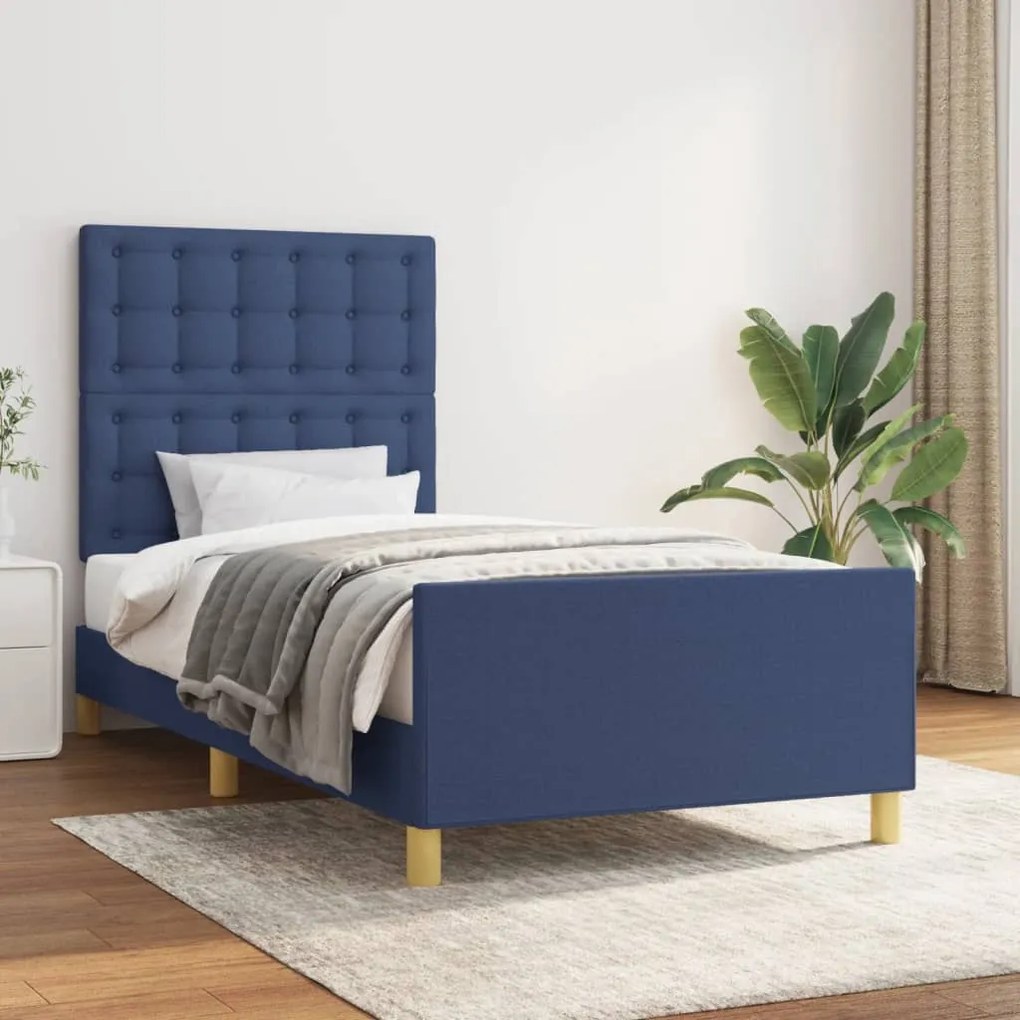 Rám postele bez matrací modrá 100x200 cm textil 3125363