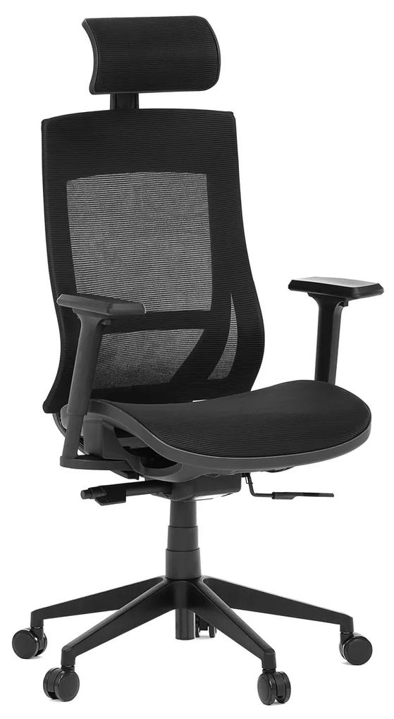 Autronic Kancelářská židle, černá látka, plastový kříž, výškově stavitelné  područky, kolečka pro tvrdé podlahy