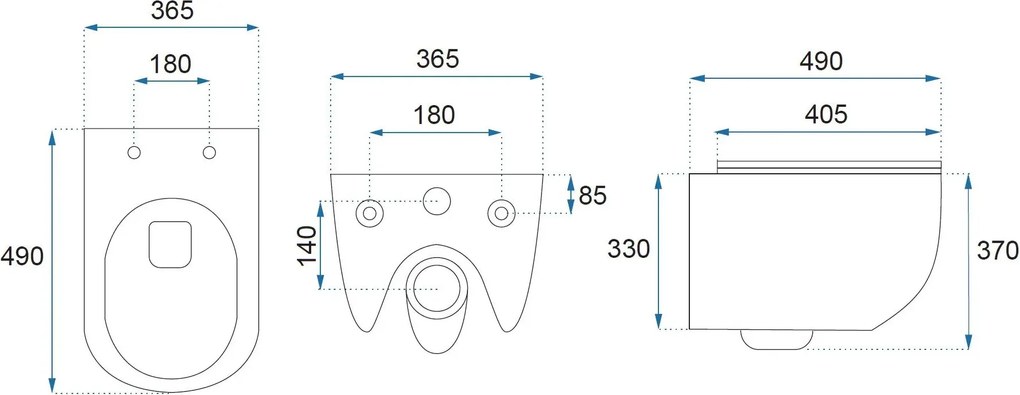 Závěsná záchodová mísa Rea Carlo Mini Tornado Rimless Slim N