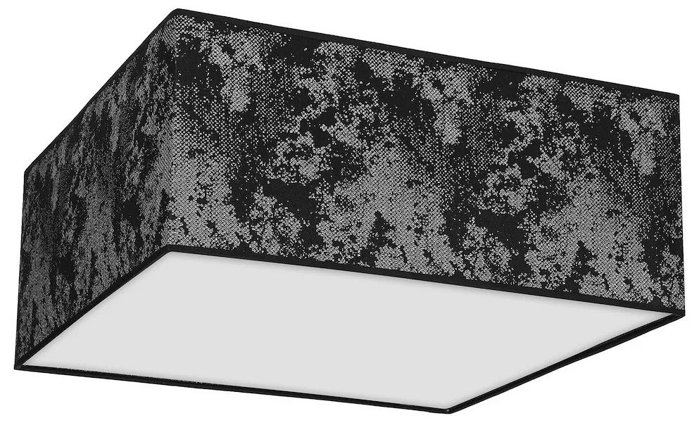 Stropní svítidlo Satino Square, 1x černé/stříbrné textilní stínítko, (bílé plexisklo), (50 cm)