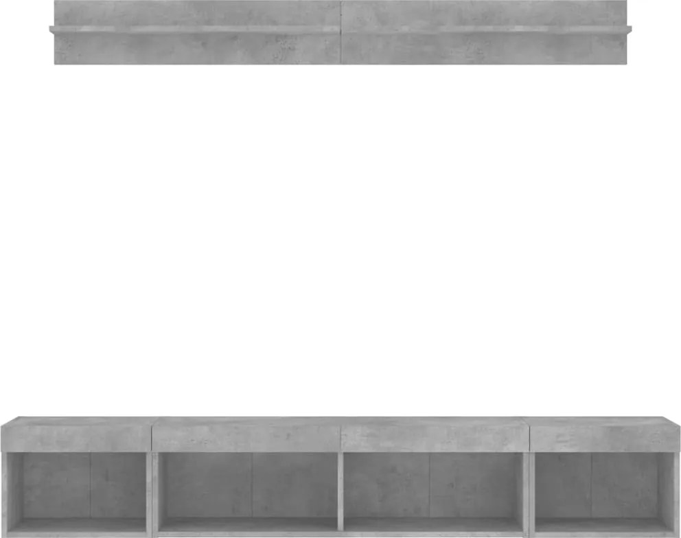 5dílná obývací stěna s LED betonově šedá kompozitní dřevo 3216685