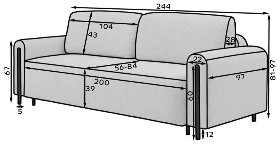 Béžová manšestrová rozkládací/s úložným prostorem pohovka 244 cm Arcadova – ELTAP