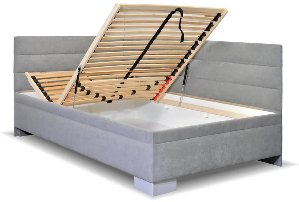 Rohová čalouněná postel Niobe, s úložným prostorem, 120x200 cm