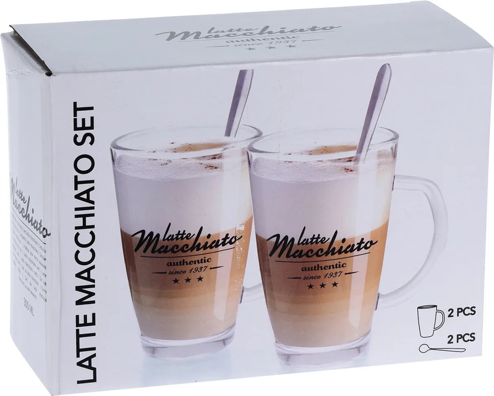 Koopman Sada sklenic s ouškem na Latte Macchiato 310 ml, 2 ks