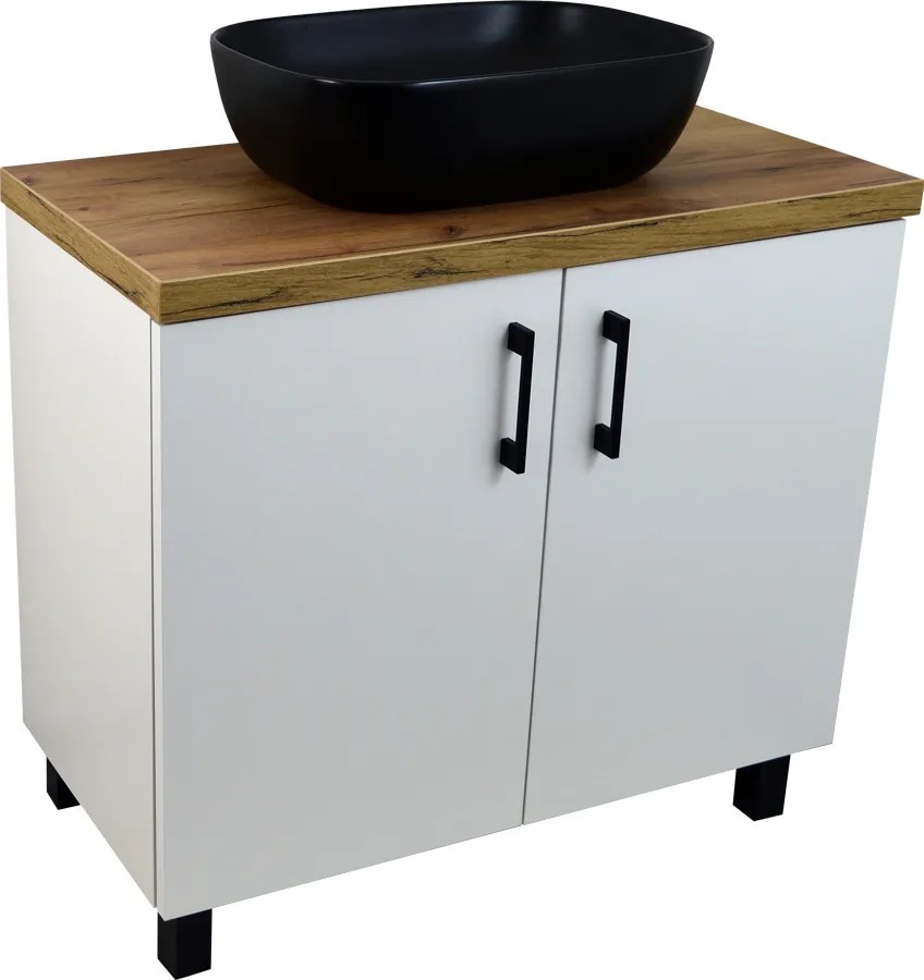 Comodo Koupelnová skříňka pod deskové umyvadlo ROSO W 80-HD - bílá/zlatý dub