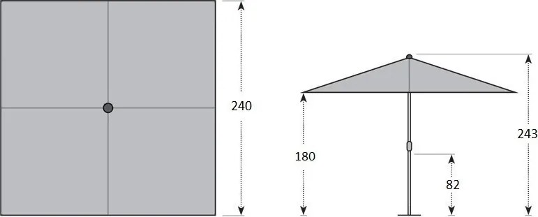 Doppler Gastro Magic Junior zahradní slunečník 240 x 240 cm antracit