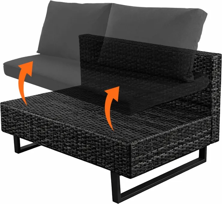 Velaco Ratanový zahradní nábytek Lime, 5 osob, černý