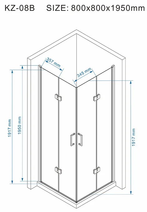 BPS-koupelny Čtvercový sprchový kout HYD-SK08B 80x80 kartáčovaná ocel/transparent - bez vaničky