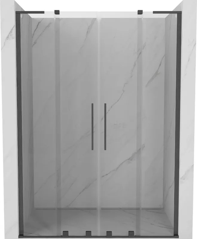 Mexen Velar L Duo, posuvné sprchové dveře do otvoru 160 cm, 8mm čiré sklo, grafit broušený, 871-160-003-02-66