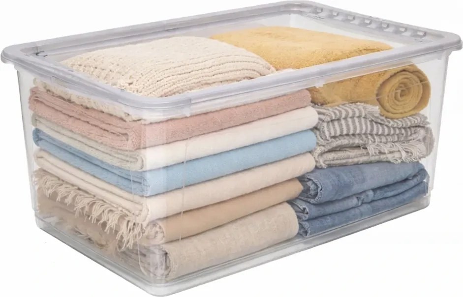 Keeeper Úložný box s víkem (má 2 funkce) BEA Clearbox 43L, 59 x 39 x 27 cm