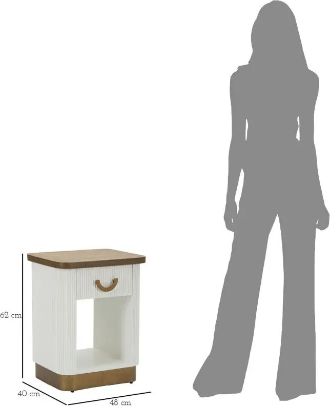Noční stolek Tolosa 48 cm bílý/jasan