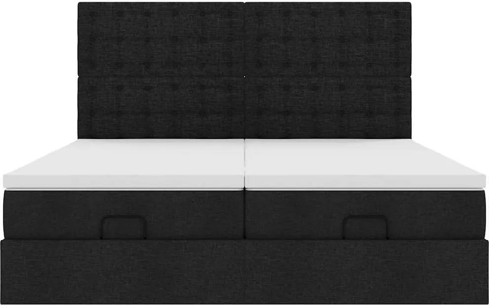 Osmanský rám postele s matrací černý 200x200cm textil 3313743