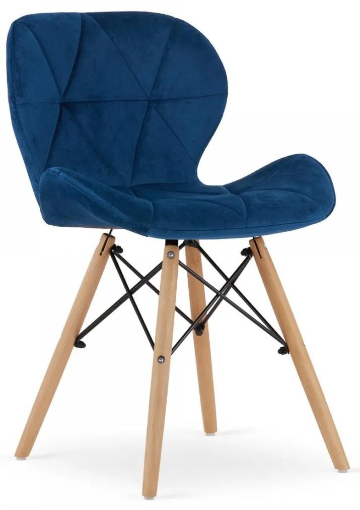 SUPPLIES LAGO Skandinávská sametová jídelní židle - modrá barva