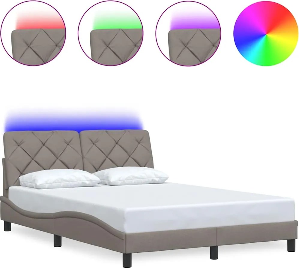 Rám postele s LED bez matrace Taupe 140x200 cm Látka 3310675