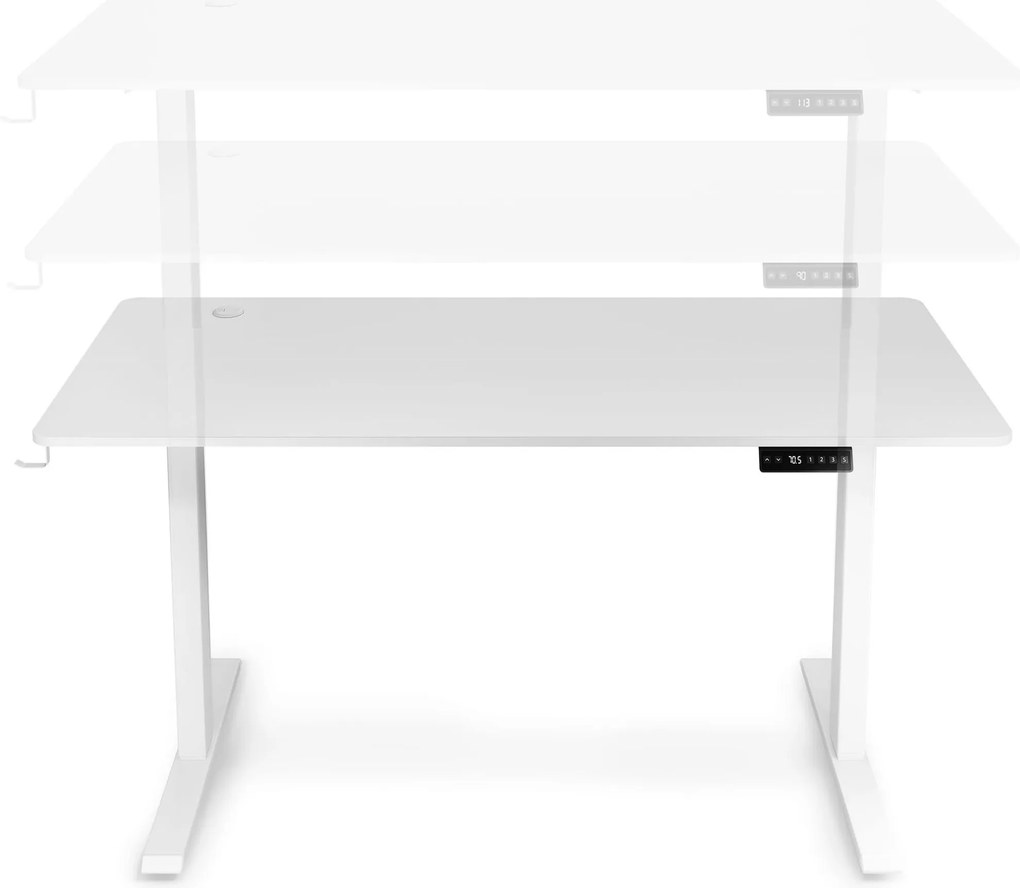 Elektrický psací stůl 140 x 60 cm Biago - bílý