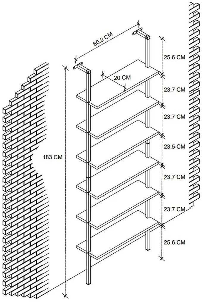 Závěsná police KARIKA 6 borovice/černá