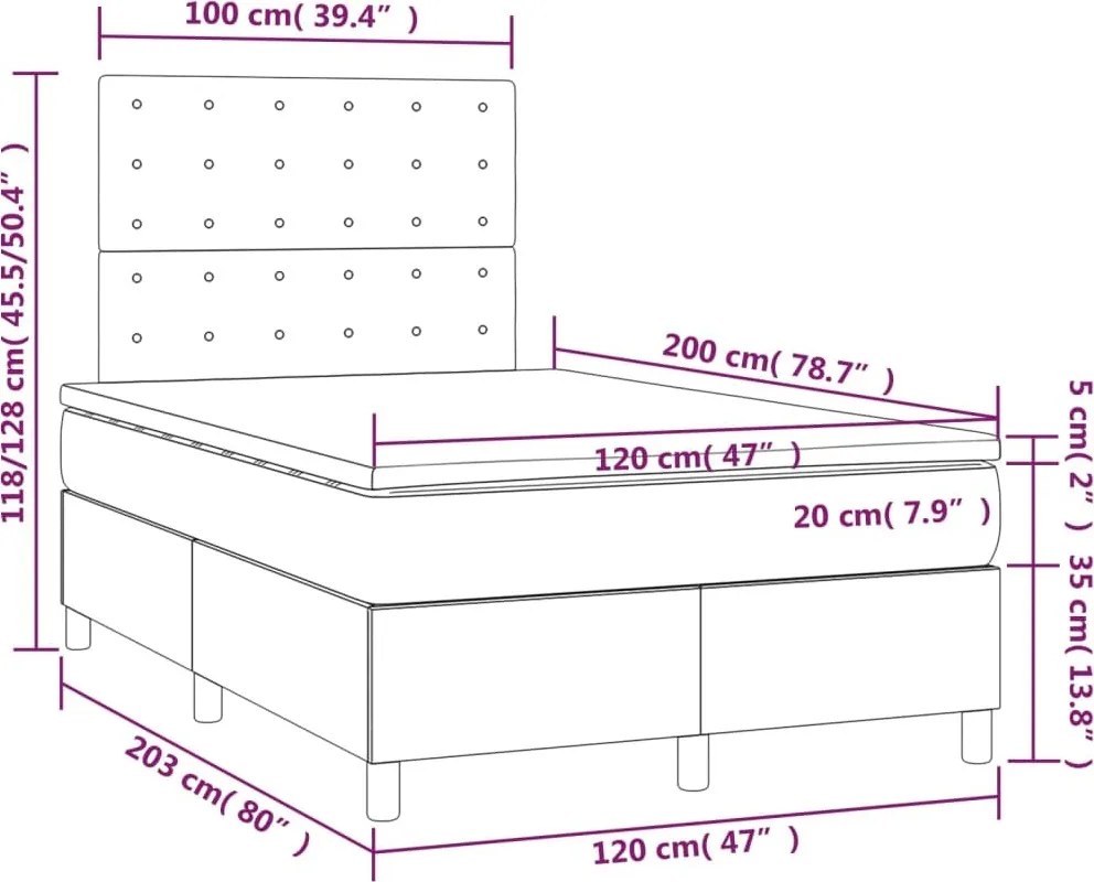 vidaXL Box spring postel s matrací 120x200 cm textil [3142647] Barva: Modrá