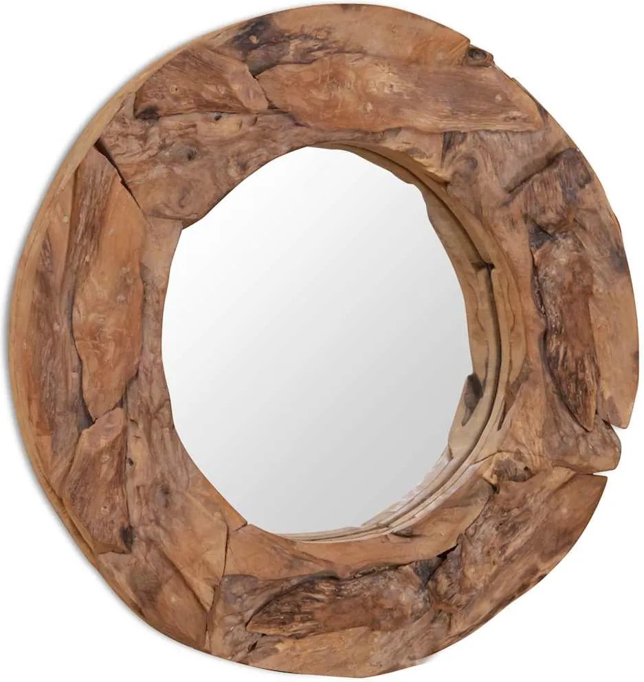 Dekorativní zrcadlo teak 60 cm kulaté 244560