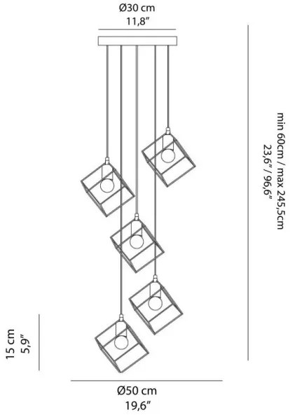 Ideal Lux - Lustr na lanku ICE 5xE27/60W/230V pr. 50 cm černá