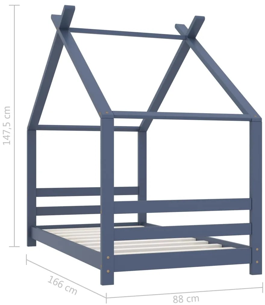 vidaXL Marketos Rám dětské postele šedý masivní borovice 80 x 160 cm