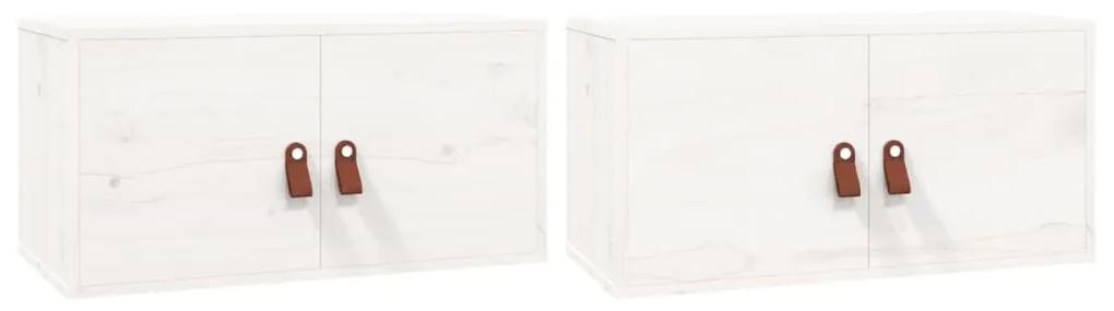 vidaXL Nástěnné skříňky 2 ks bílé 60 x 30 x 30 cm masivní borové dřevo