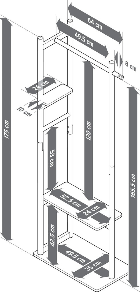 Tchibo - Šatní stojan s odkládací plochou - barva: hnědá