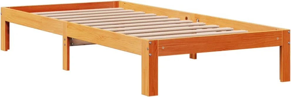 Postel s knihovnou bez matrace hnědá 100x200 cm masiv borovice 3322578