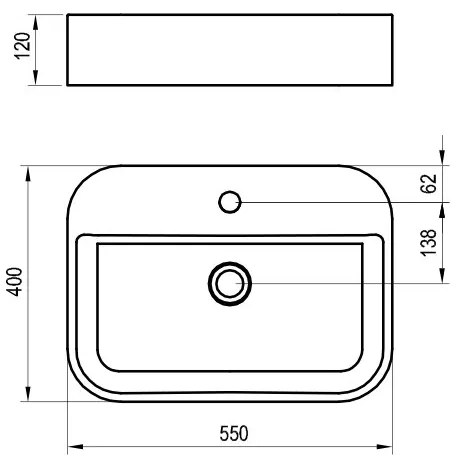 Ravak XJX01155005 - Umyvadlo na desku CERAMIC SLIM 55x40 cm keramika/bílá