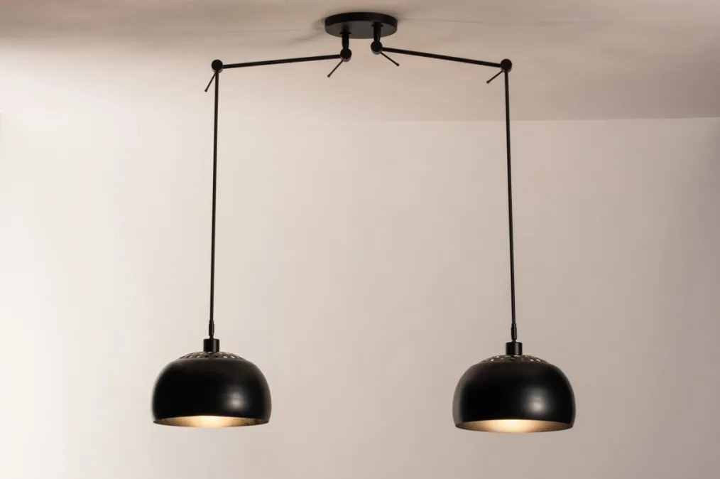 Závěsné černé designové svítidlo nad stůl Snap Light Duo Monaco Black and Black