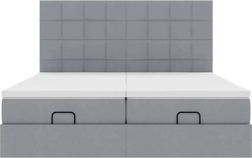 Osmanský rám postele s matrací světle šedý 200x200cm textil 3313699