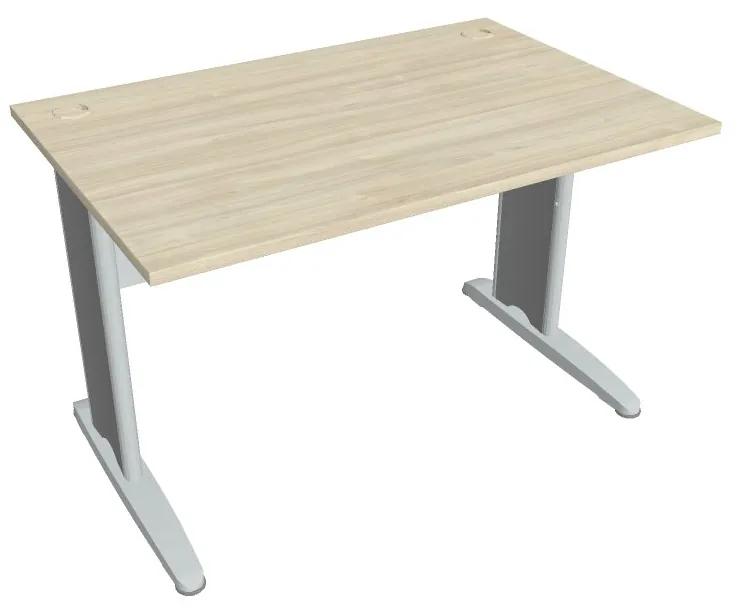 Stůl pracovní rovný 120 cm - Hobis Cross CS 1200 Dekor stolové desky: akát, Dekor lamino podnože: šedá, Barva nohou: Stříbrná