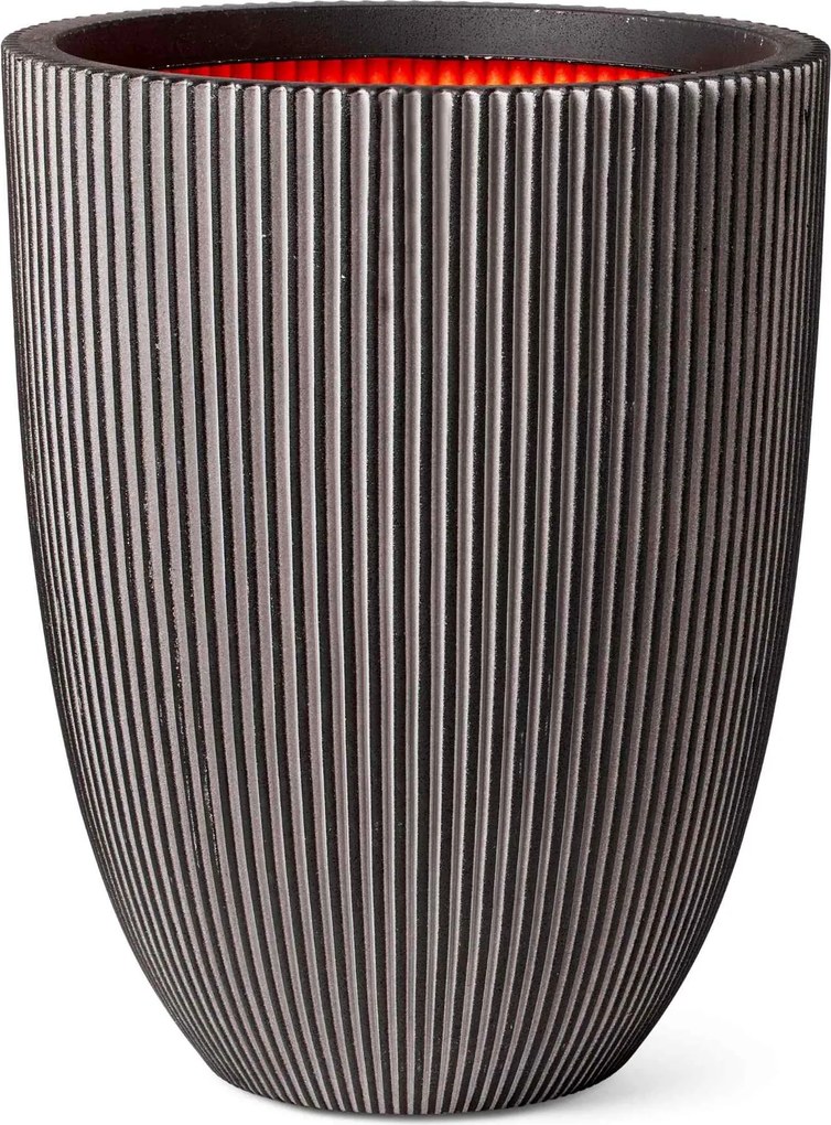 Capi Nature Groove NL Vase Elegant Low Anthracite Ø 34 cm / V 46 cm